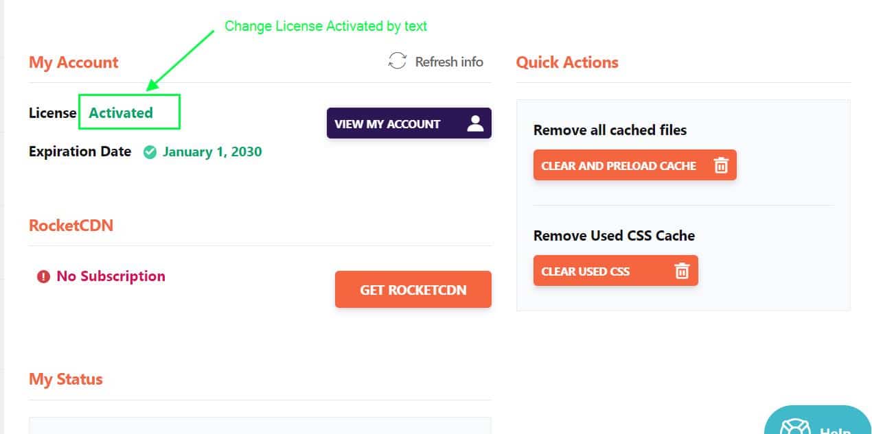 How to change License Activated by text in WP Rocket Plugin-3 steps ... How to change License Activated by text in WP Rocket Plugin-3 steps ...